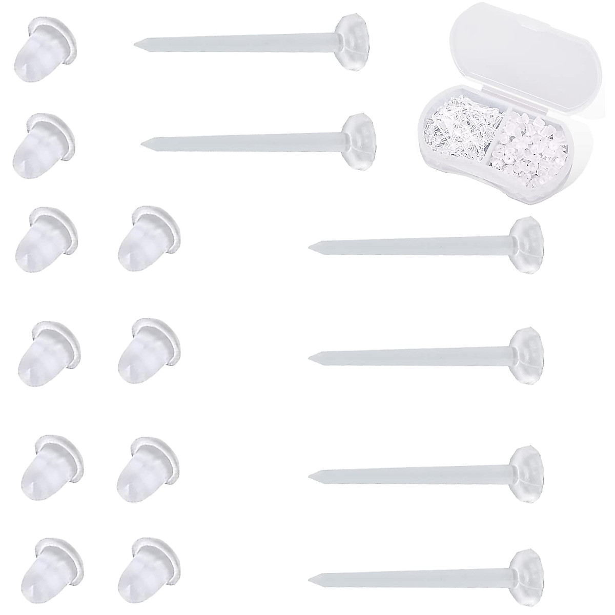 Nkwuire Plastic Earrings, 200 PCS Invisible Clear Earrings for Sports, Clear Plastic Post Earring Studs for Sports, Flat Silicone Earrings Rubber Earrings Clear Earrings for Work
