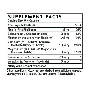 THORNE Pic-Mins - Trace Mineral Complex with 7 Essential Trace Minerals - 90 Capsules