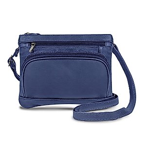 Leather Wide Crossbody Bag - Super Soft & Durable Crossbody Bags For Women & Men Trendy - Messenger Handbag with Adjustable Strap (7” L x 9” W)
