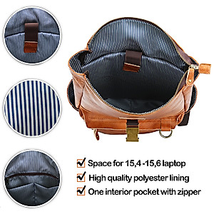 G-FAVOR Leather Backpack Vintage Laptop Rucksack Large Waterproof Bookbag College School Daypack for Men and Women - Brown