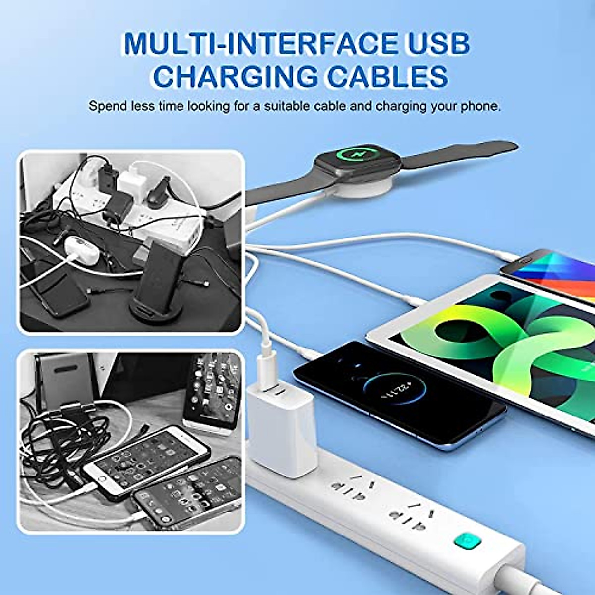 USB C Watch Charger 4 in 1 Portable Type C Charging Cable Compatible with Apple Watch iwatch Ultra Series Ultra/SE/8/7/6/5/4/3/2/1 and Compatible with iPhone,Galaxy,Pixel,Android (4ft/1.2M)