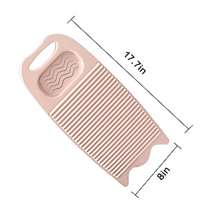Wash Board, Washboard for Hand Washing Clothes, Plastics Laundry Scrub Board Household With Holder Portable (A-light pink)