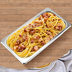 SINJEUN 6 Pack 1/3 Size Steam Pan, Commercial Stainless Steel Pan Steam Table Pan for Restaurant, Hotel, Catering, Silver