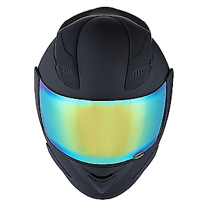 1Storm Motorcycle Bike Full Face Helmet Mechanic Skull: HJDJ11 Matt Black