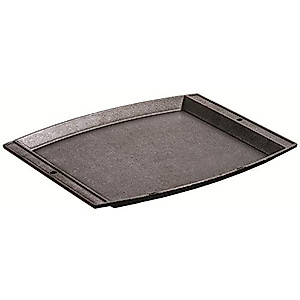 Lodge Seasoned Cast Iron Rectangular Griddle - 15 x 12.25 Inches. Jumbo Chef’s Serving Platter, Black