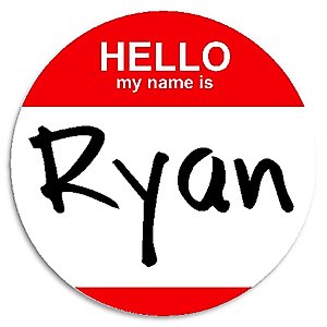 Hello My Name is Ryan - 3 Pack Circle Stickers 3 Inch - Customizable Nametag