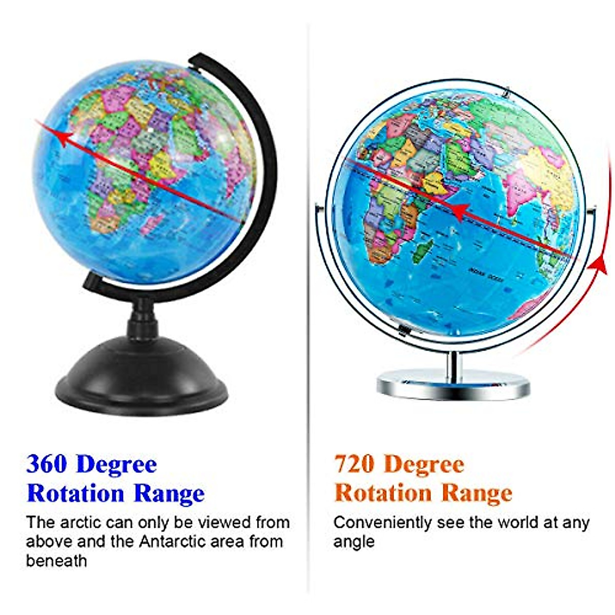 Goplus Desktop World Globe, Educational Geographic World Globe with LED ...