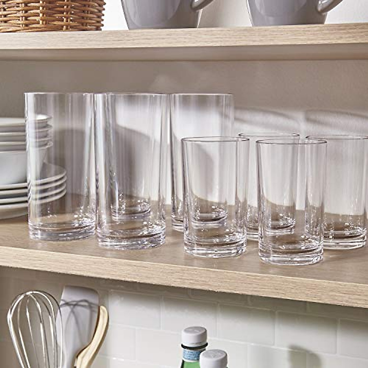US Acrylic Classic Clear Plastic Reusable Drinking Glasses (Set of 8) 9oz Juice & 16oz Water Cups | BPA-Free Tumblers, Made in USA | Top-Rack Dishwasher Safe