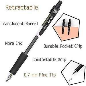 Black Gel Pens, 70 Pack Shuttle Art Retractable Medium Point Rollerball Gel Ink Pens Smooth Writing with Comfortable Grip for Office School Home Work