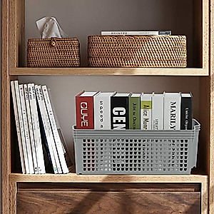 Tstorage Plastic Stacking Storage Baskets, Stacking Plastic Tray Baskets, 2-Pack