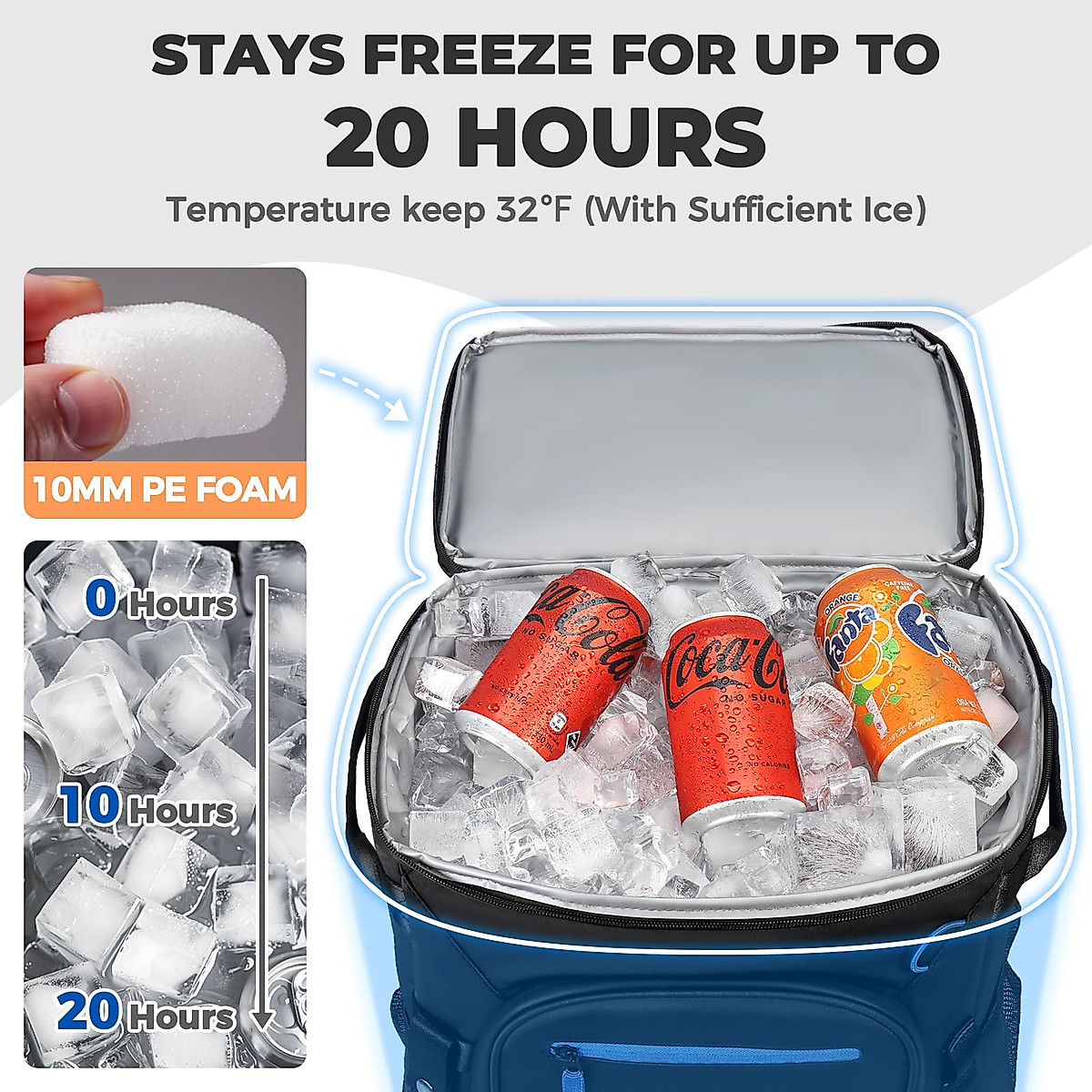 Heytrip Cooler Backpack 36 Cans Insulated Cooler Bag, Keep Freeze for 20 Hours, Waterproof & Leak-Proof Cooler with Multi-Compartments(Black)