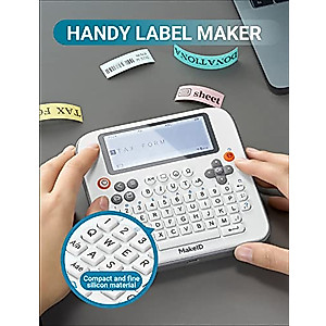 Makeid E1 Label Maker - Bluetooth Compatible Thermal Printer - QWERTY Keyboard Portable Label Maker, 4.42" Large LCD Screen - Prints 9/12/16mm Waterproof Label Tapes - Includes 13.3' Tape, USB Cable