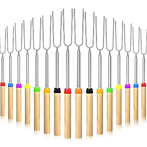 10 Pack 32 Inch Marshmallow Roasting Sticks Bulk, Smores Skewers for Fire Pit Kit, Hot Dog Camping Skewers Accessories Campfire Marshmellow Extendable Forks Bbq Tools Smores Sticks