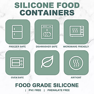 Vesici 9 Pcs Silicone Food Storage Containers Collapsible Reusable Small Containers with Lids Bpa Free for Christmas Party Snack Camping Lunch Bento Box (6.7oz, 10oz, 20oz) Green Blue Yellow