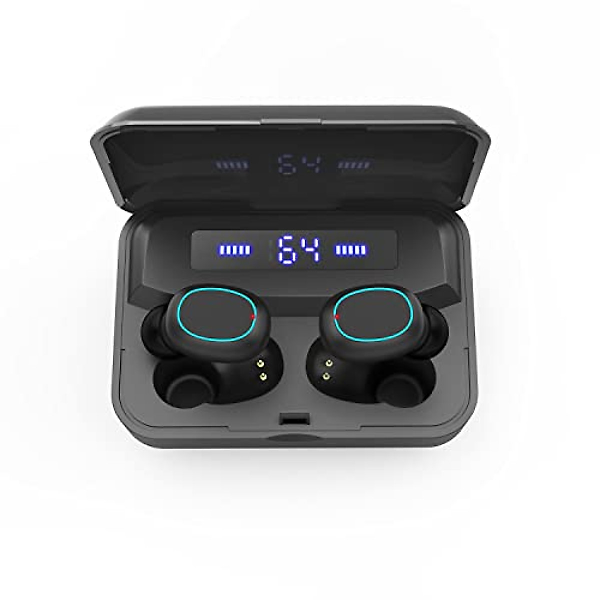 Laud True Wireless Earbuds – Sound ProBuds Compatible with iOS & Android - Built-in Microphone - Portable Charging Case with Digital Display - Black