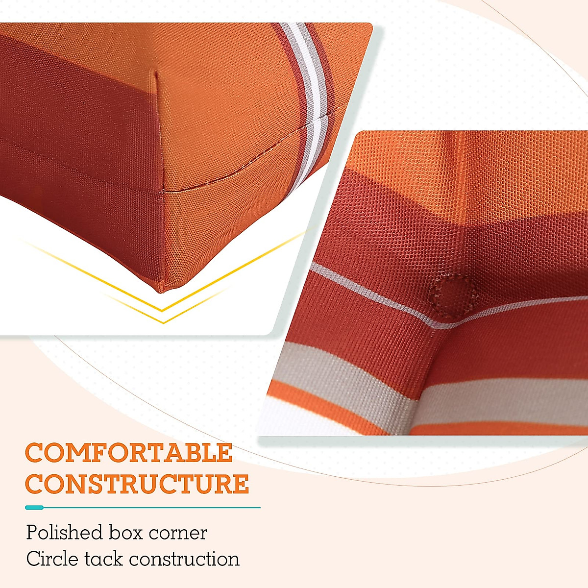 EAGLE PEAK Tufted Outdoor/Indoor High Back Patio Chair Cushions, Set of 2, 46'' x 22'', Red Stripes