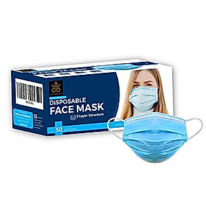 Samadhaan Face Mask, Non Woven Thick 3-Layer Breathable Face Masks with Adjustable Earloop, Mouth and Nose Protection Dust face Mask Disposable (Pack of 50)