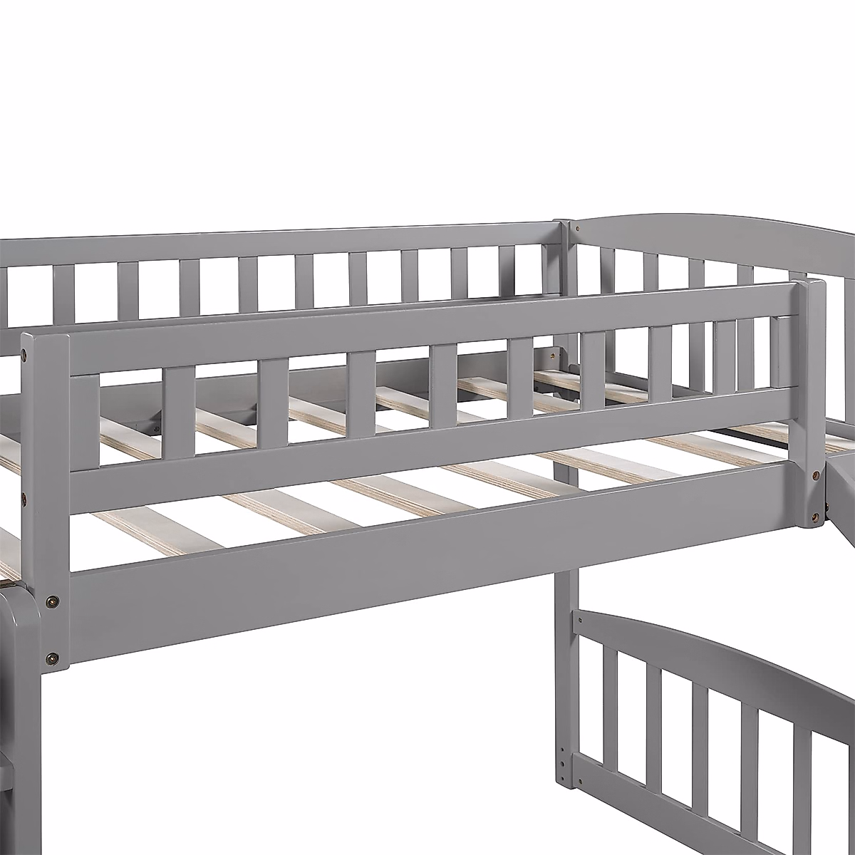 Harper & Bright Designs Twin Loft Bed with Slide for Kids, Wood Slide Loft Bed with Stairs and Built-in Ladder, No Box Spring Needed,Grey