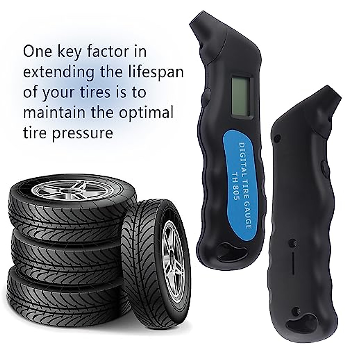 Digital Tire Pressure Gauge,150PSI Portable Digital Air Pressure Gauge with Non-Slip Grip,Universal Car Accessories for Accurate Reading Tire Pressure