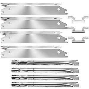 Yiming Grill Replacement Parts for Brinkman Brinkmann 810-2410-S, 810-2411-S, 810-2411-F Grill Models. Stainless Steel Pipe Burner Tube, Heat Plate Tent Shield, Crossover Tube Replacement Kit.