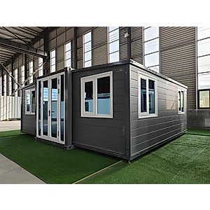 Prefabricated Stylish Expandable Home with 2 Rooms and 1 Bathroom & 1 Kitchen - Amazon prefab House - Folding House with Bathroom - Amazon Folding House, Foldable Tiny Home, Container Home 19 x 20 FT