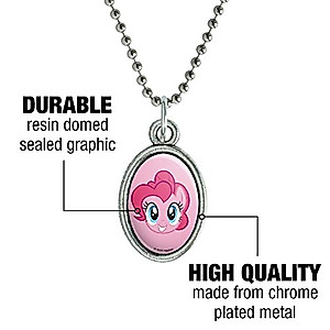 GRAPHICS & MORE My Little Pony Pinkie Pie Face Antiqued Oval Charm Pendant with Chain