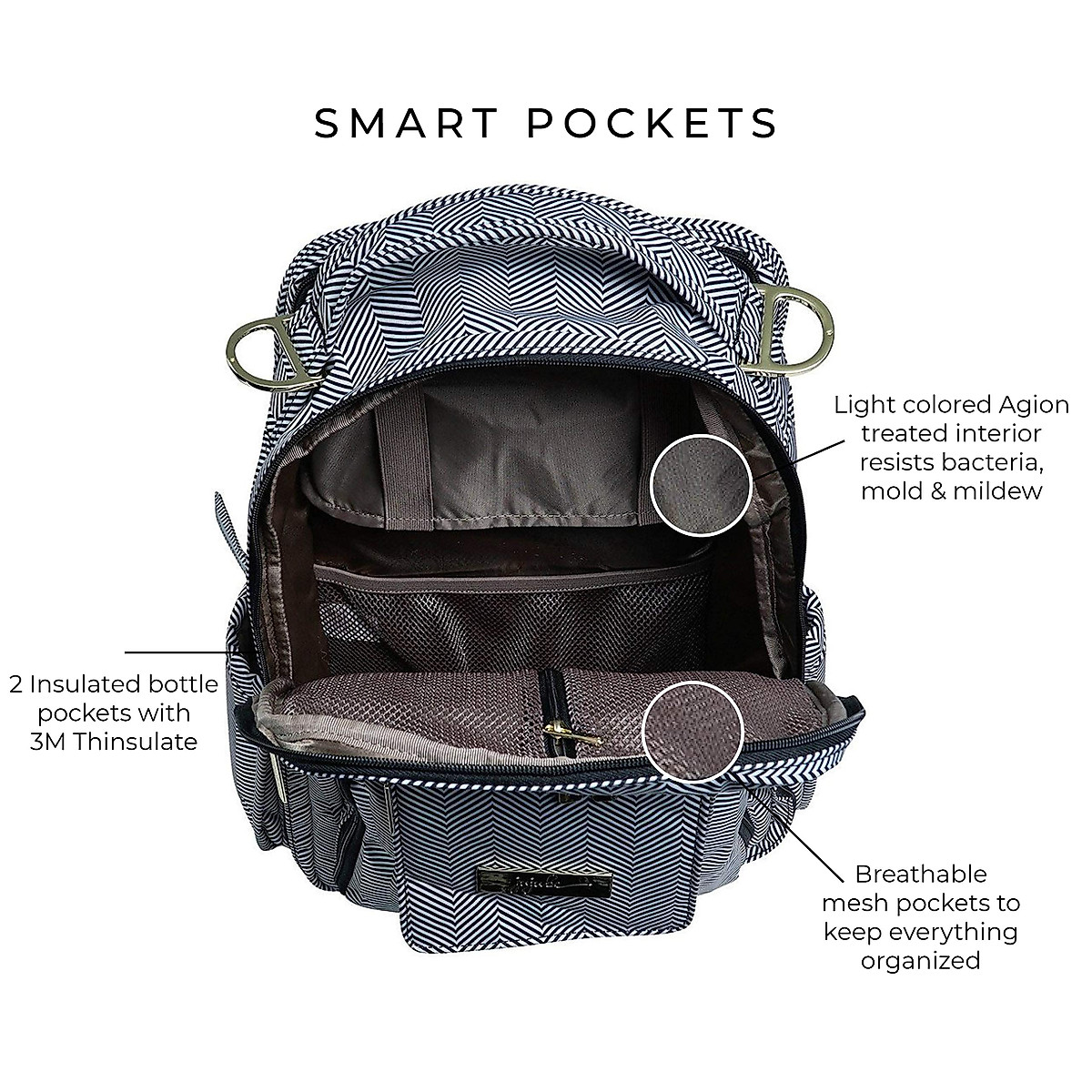 JuJuBe Be Right Back Unisex Travel Backpack, Diaper Bag with Memory Foam Changing Pad, Be Fashionably Organized Anywhere