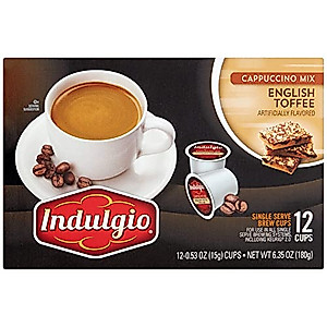 Indulgio English Toffee Single Serve medium roast Brew Cups, 12 count