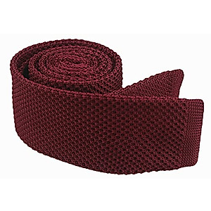 Kihatwin Men's Wine Red Eco-friendly Self Ties Extra Long Knitted Necktie Solid 58 Inches