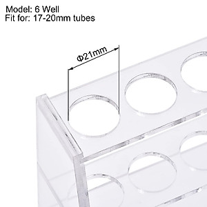 uxcell Acrylic Test Tube Holder Lab Stand Rack 6 Wells for 25ml Centrifuge Tubes Clear