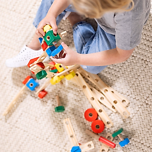 Melissa & Doug Wooden Construction Building Set in a Box (48 pcs)