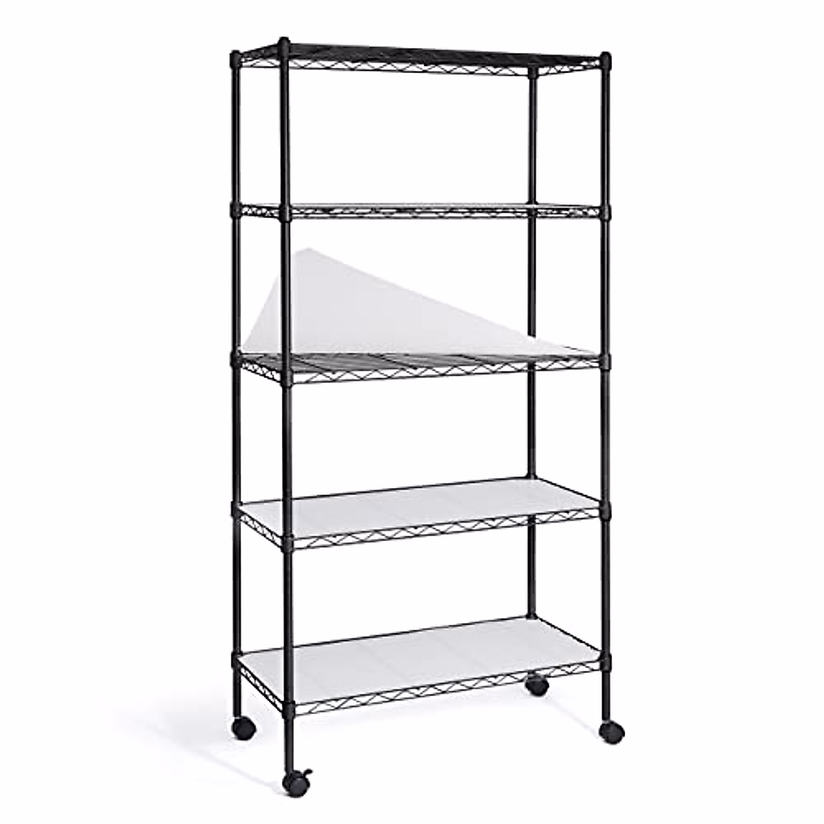CAPHAUS NSF Heavy Duty Wire Shelving w/Wheels, Leveling Feet & Liners, Storage Metal Shelf, Garage Shelving Storage, Utility Wire Rack Storage Shelves, W/White Clear Liner, 30 x 14 x 61 5-Tier