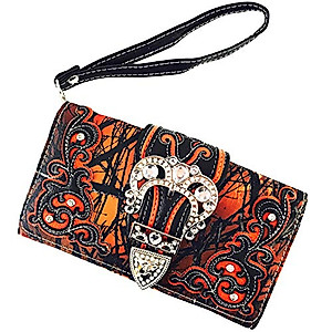 Zelris Camouflage Shine Glow Buckle Women Conceal Carry Handbag with Wallet Set (Orange)