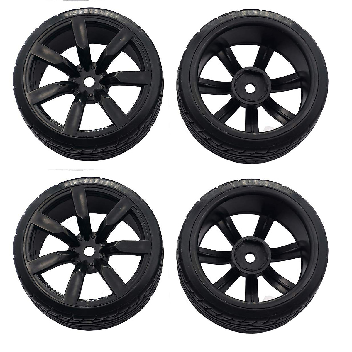 4Pcs ShareGoo OD62mm Hard Plastic RC Drift Car Tires & Wheel Rims 12mm Hex Tyre Compatible with Traxxas HSP Tamiya HPI Kyosho 1/10 Drift Drifting RC Car