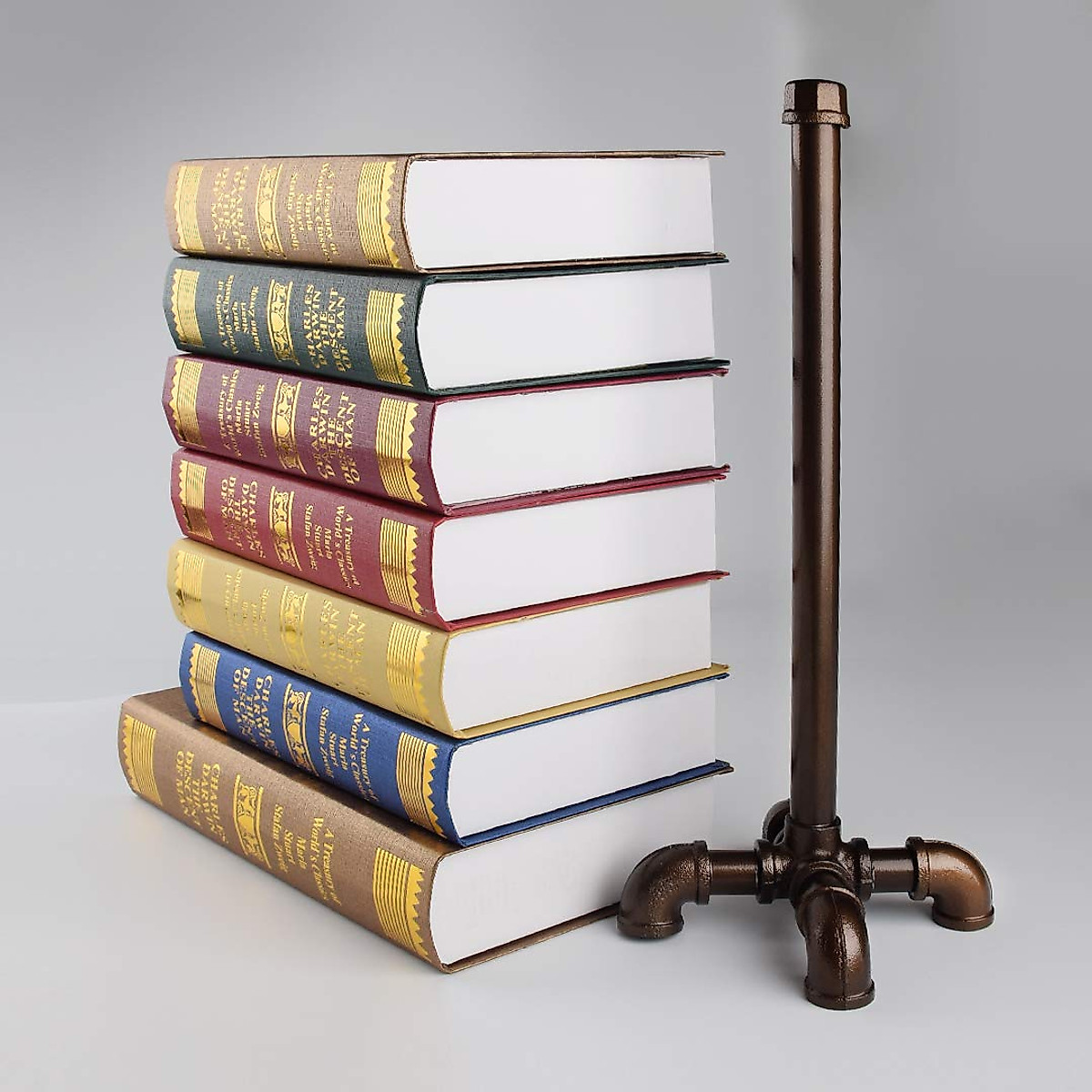 TLBTEK Floor Toilet Paper Holder Stand, Black Iron Farmhouse Paper Towel Rack,Rustic Industrial Vintage DIY Style Pipe Roll Tissue Holder Heavy Duty for Bathroom, Bedroom, Kitchen (Brown)