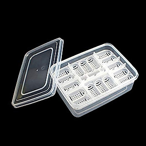 JOBEDE 16 Grids Reptile Breeding Box, Reptile Egg Incubator Professional Plastic Reptile Breeding Box Hatching Box Case Tray for Hatching Gecko Lizards Lions Mane Without Thermometer