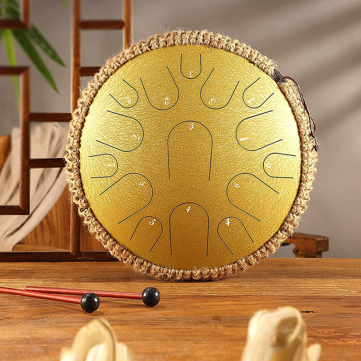 Steel Drum 15 Notes Steel Tongue Drum 13 Inch Tank Drum Zen Drum With Mallets Travel Bag For Beginner Music Lovers Gift (Obsidian)