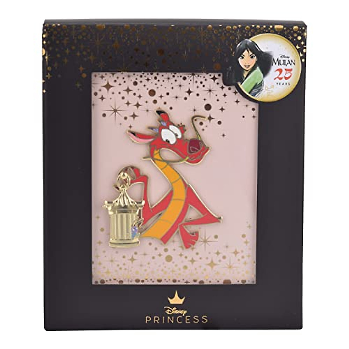Disney Mulan 25th Anniversary Pin, Pack of 1, Limited Edition Collector Piece, Themed Jewelry, Hard Enamel, Gold Tone Metal, 3” x 3”, Amazon Exclusive