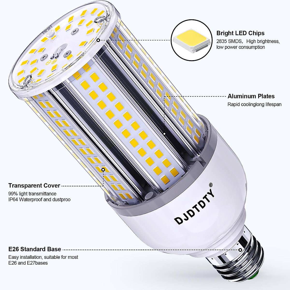 DJDTDTY Amazon High Brightness LED Light Bulb 2 Pack 30W-300W/LED Corn Bulb, 30 watt LED Corn Bulb, E26 Base, 5000K LED Bulb, Suitable for Garage Warehouse Workshop barn, Home Essential, etc. (30W)