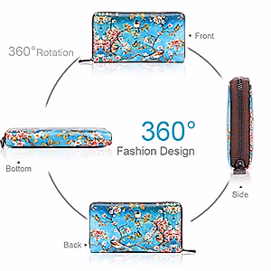 APHISON Women's Wallets Large Capacity Clutch Wallet For Women Ladies Wallets Clearance Credit Card Holder Womens RFID Wallet Moon Cute Cow Cat Elephant Fox Cell Phone Purse 684-0170A