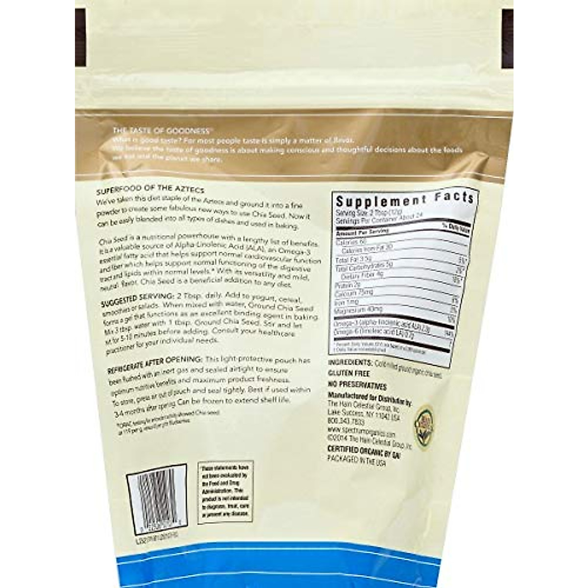 Spectrum Essentials Organic Ground Chia Seed, 10 Oz