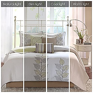 Madison Park Caelie Quilt Modern Classic Design All Season, Breathable Coverlet Lightweight Bedding Set, Matching Shams, Decorative Pillow, King/Cal King(104"x94"), Leaf Yellow 6 Piece