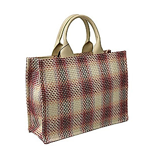 Pierre Cardin Large Pink Structured Tweed Canvas Shopper Tote for womens