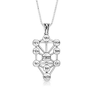 Baltinester Handmade Ten Sefirot Kabbalah Tree of Life Pendant in 925 Sterling Silver Jewish Jewelry 31 x 19 mm Jewelry