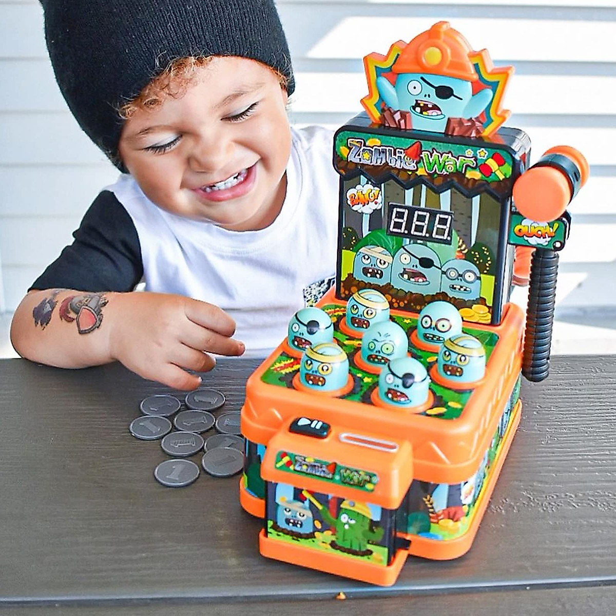 Arcade Game Toys for 3 Year Old, Whack Game Mole, Mini Electronic Interactive Hammering & Pounding Toys, Gift Idea for Toddler Kids Boys Girls Ages 3 4 5 6 7 8+, Cartoon Zombie Style Fun Halloween Toy