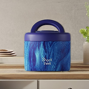 S'well S'nack Stainless Steel Food Container - 24 Oz - Azure Forest - Double-Layered Insulated Bowls Keep Food Cold for 8 Hours and Hot for 6 - BPA-Free