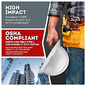 Full Brim OSHA Construction Hard Hat Work Approved Safety Helmet, Light Grey Carbon Fiber, Carbon Fiber Custom Design Hard Hats, Cascos De Construccion Hardhat for Men, Hard Hat by ACERPAL