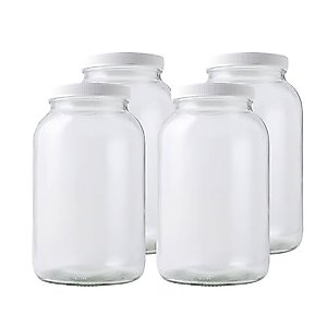 One gallon Wide Mouth Glass Jar with Lid-Set of 4