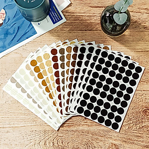 864 Pieces Screw Covers Wood Stickers for Furniture, 0.83 Inch Screw Hole Stickers Waterproof PVC Cover Caps Adhesive Wood Grain Stickers for Screw Holes Wall Cabinets Bookcase Desk (Basic Color)