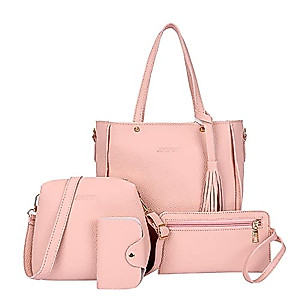 Cafuvv Fashion Upgrade Handbags Wallet Tote Bag Shoulder Bag Top Handle Satchel Purse Set 4Pcs ZK1